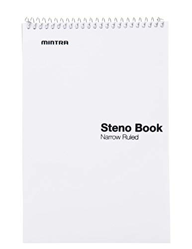 Mintra Office Steno Book - (BRIGHTS - Purp/Wht/Teal/Orange) - 6inx9in, 100 Sheets, 8 Pads/Pack, Narrow Ruled - Poly Cover, Notebook for writing notes in school, university, college, work, office