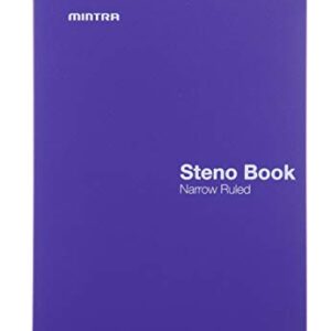 Mintra Office Steno Book - (BRIGHTS - Purp/Wht/Teal/Orange) - 6inx9in, 100 Sheets, 8 Pads/Pack, Narrow Ruled - Poly Cover, Notebook for writing notes in school, university, college, work, office