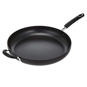 amazon basics hard anodized non-stick 14-inch skillet with helper handle, black