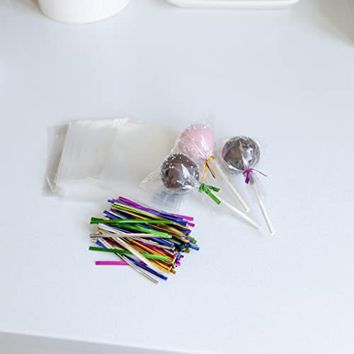 200 Clear Plastic Cellophane Bags Cake Pop Bags 3 in x 4 With 4" Twist Ties Candy Bags Cookie Bags Treat Bags Clear Gift Bags Cellophane Treat Bags 3x4 Inch