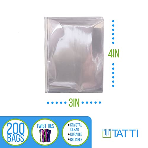 200 Clear Plastic Cellophane Bags Cake Pop Bags 3 in x 4 With 4" Twist Ties Candy Bags Cookie Bags Treat Bags Clear Gift Bags Cellophane Treat Bags 3x4 Inch