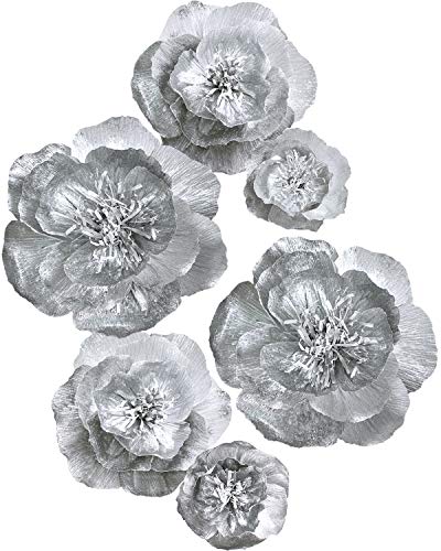 Letjolt Artificial Paper Flower Decorations for Wall Wedding Backdrop Birthday Party Baby Shower Bridal Shower Nursery Wall Decor(Silver Set 6)