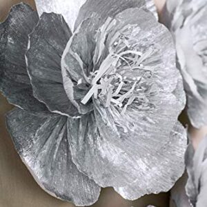 Letjolt Artificial Paper Flower Decorations for Wall Wedding Backdrop Birthday Party Baby Shower Bridal Shower Nursery Wall Decor(Silver Set 6)