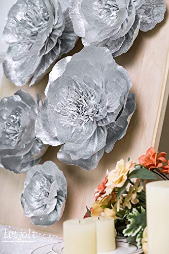 Letjolt Artificial Paper Flower Decorations for Wall Wedding Backdrop Birthday Party Baby Shower Bridal Shower Nursery Wall Decor(Silver Set 6)