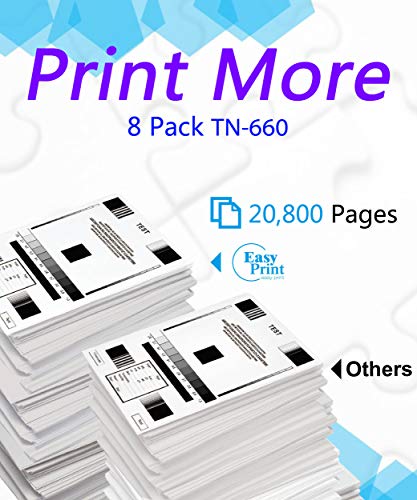 8-Pack Compatible TN660 Toner Cartridge TN-660 Work for Brother HL-L2340DW L2380DW L2340DWR DCP-L2500D DCP-L2540DNR MFC-L2720DW MFC-L2700DW Printer, Sold by EasyPrint