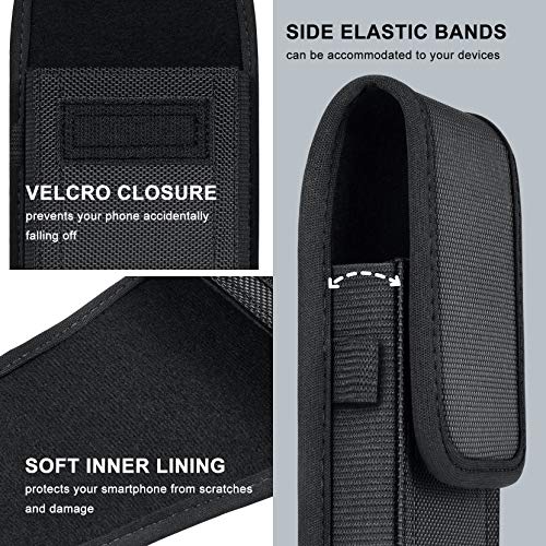 ykooe Cell Phone Pouch Nylon Belt Holster Case Compatible with iPhone 14 12, 12 Pro, 11, 11 Pro, 13, 13 Pro, XR X 6 7 8 Plus Samsung Galaxy S20 S21 FE S10+ S9 A01 LG Google - Large