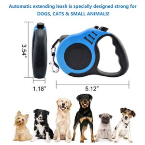 Retractable Dog Leash for Medium - Small Dogs and Cats 16.5FT Tangle Free, Heavy Duty Walking Leash with Anti Slip Handle, Pause and Lock Strong Nylon Tape, Store Dog Leash Retractable(Blue)