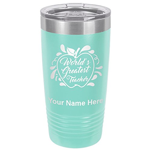 LaserGram 20oz Vacuum Insulated Tumbler Mug, World's Greatest Teacher, Personalized Engraving Included (Teal)