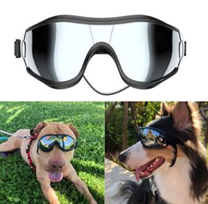 nvted dog sunglasses goggles, uv protection wind dust fog pet glasses eye wear with adjustable strap for medium or large (pack of 1)