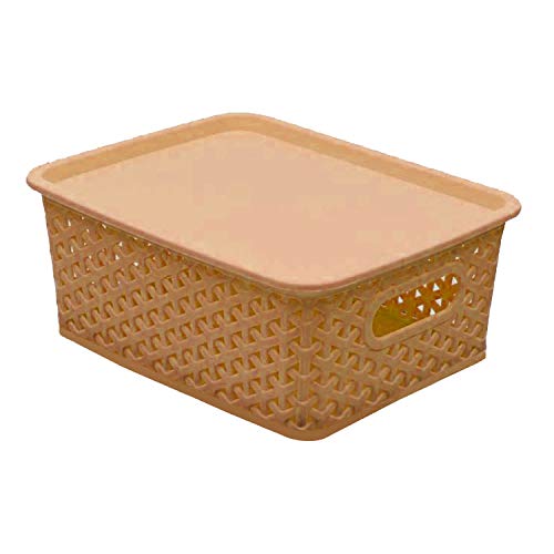 Kuber Industries Plastic 3 Pieces Small Size Multipurpose Solitaire Storage Basket with Lid (Multi) -CTLTC10899