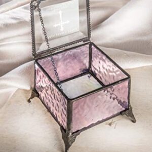 Baptism Gift for Girls Personalized Keepsake Box Pink Stained Glass Engraved Jewelry J Devlin Box 903 EB222 (Pink)