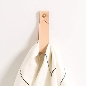 keyaiira - medium leather wall hook, minimalist leather strap hanger for bath towel holder leather wall hook strap towel hook bathroom decor brass towel ring nordic home