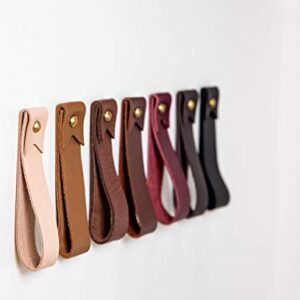 KEYAIIRA - Medium Leather Wall Hook, minimalist leather strap hanger for bath towel holder leather wall hook strap towel hook bathroom decor brass towel ring nordic home