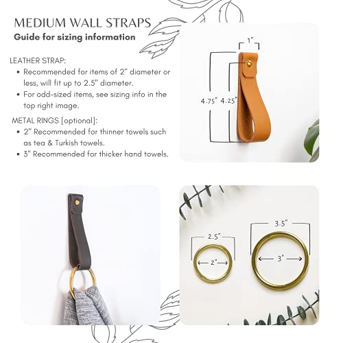 KEYAIIRA - Medium Leather Wall Hook, minimalist leather strap hanger for bath towel holder leather wall hook strap towel hook bathroom decor brass towel ring nordic home