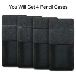 4 Packs Pocket Protector, Leather Pen Pouch Holder Organizer for Lab Coats/shirts/pen Note, Handmade Pencil Pocket Holder for School Office Hospital Supplies (Black)