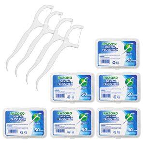 dental floss picks high toughness professional toothpicks sticks 6-pack(300pcs) with portable case and dental picks perfect for family,hotel,travel