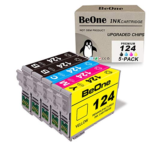 BeOne Remanufactured Ink Cartridge Replacement for Epson T124 124 to use with Stylus NX125 NX127 NX130 NX230 NX330 NX420 NX430 Workforce 320 323 325 435 Printer (2BK 1C 1M 1Y)