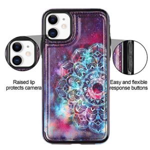 HianDier Wallet Case for iPhone 11 6.1-inch Slim Protective Case with Credit Card Slot Holder Flip Folio Soft PU Leather Magnetic Closure Cover for 2019 iPhone 11 iPhone XI, Mandala