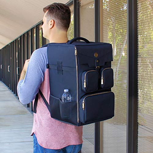 ENHANCE Board Game Backpack - Reinforced Rigid Board Game Storage with Padded Shoulder Straps, Carrying Handle, and Accessories Pockets for Dice, Card Games, More - Fits and Protects Tabletop Games