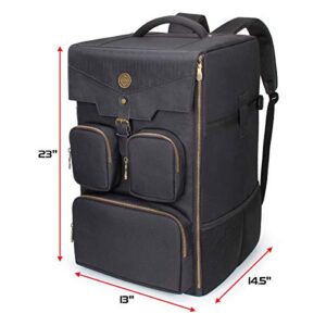 ENHANCE Board Game Backpack - Reinforced Rigid Board Game Storage with Padded Shoulder Straps, Carrying Handle, and Accessories Pockets for Dice, Card Games, More - Fits and Protects Tabletop Games