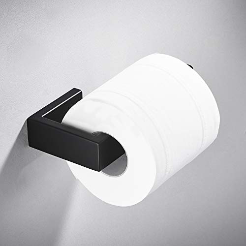 Black Bathroom Hardware Set-Towel/Robe Hook-Towel Ring-Toilet Paper Holder-Stainless Steel-3 Pieces Square Bath Accessories, Heavy Duty Wall Mount Matte Black by MARMOLUX ACC