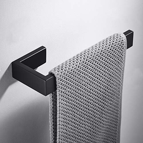 Black Bathroom Hardware Set-Towel/Robe Hook-Towel Ring-Toilet Paper Holder-Stainless Steel-3 Pieces Square Bath Accessories, Heavy Duty Wall Mount Matte Black by MARMOLUX ACC