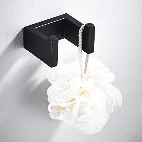 Black Bathroom Hardware Set-Towel/Robe Hook-Towel Ring-Toilet Paper Holder-Stainless Steel-3 Pieces Square Bath Accessories, Heavy Duty Wall Mount Matte Black by MARMOLUX ACC