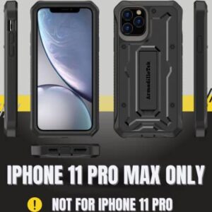 ArmadilloTek Vanguard Compatible with iPhone 11 Pro Max Case (6.5 inches) Military Grade Full-Body Rugged with Kickstand and Built-in Screen Protector - Black