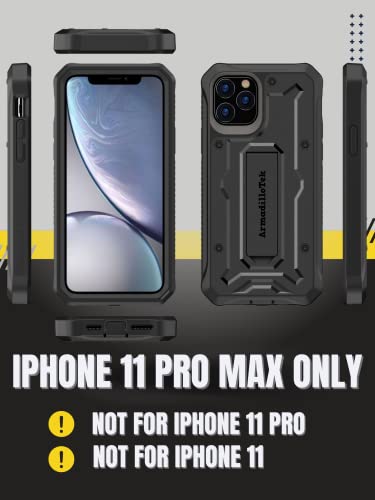 ArmadilloTek Vanguard Compatible with iPhone 11 Pro Max Case (6.5 inches) Military Grade Full-Body Rugged with Kickstand and Built-in Screen Protector - Black