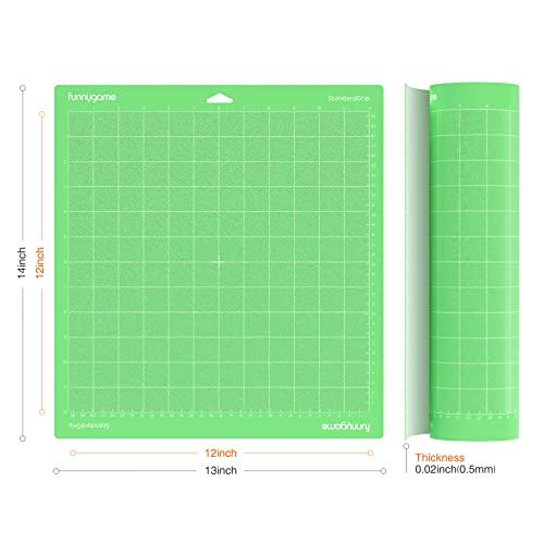 Funnygame Standard Grip Cutting Mat 12x12, Green Sticky Mat 3 Pack for Cricut Maker 3/Maker/Explore 3/Air 2/Air/One, Suit for HTV/Cardstock/Paper/Adhesive Vinyl and other Accessories