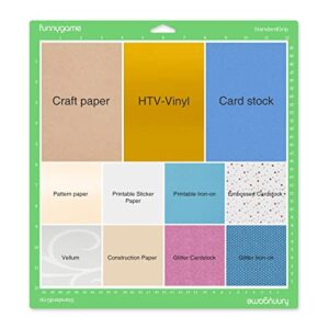 Funnygame Standard Grip Cutting Mat 12x12, Green Sticky Mat 3 Pack for Cricut Maker 3/Maker/Explore 3/Air 2/Air/One, Suit for HTV/Cardstock/Paper/Adhesive Vinyl and other Accessories