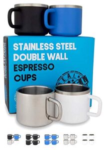 real deal steel "little sipper 3 oz insulated espresso cups - premium double wall set of 4 demitasse