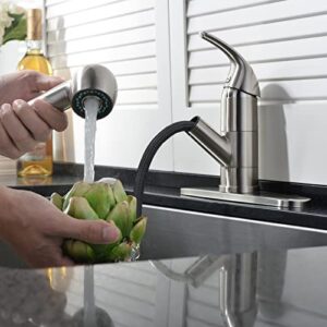 Ufaucet Modern Best Commercial Cen Brushed Nickel Stainless Steel Single Lever Single Handle Pull Out Sprayer Prep Kitchen Sink Faucets,Brushed Nickel Finished Grifo De Cocina