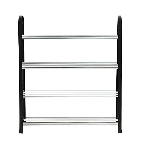 Biitfuu 4 Tiers Shoe Racks, Standing Shoe Rack Slippers Shelf Plastic Aluminum Large Capacity Slim Shoe Organizer