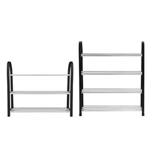 Biitfuu 4 Tiers Shoe Racks, Standing Shoe Rack Slippers Shelf Plastic Aluminum Large Capacity Slim Shoe Organizer