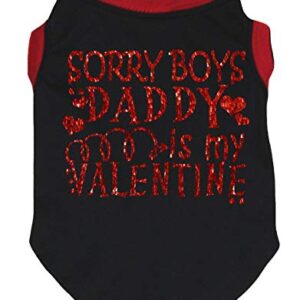 Petitebella Sorry Boys Daddy is My Valentine Puppy Dog Shirt (Black, XXX-Large)