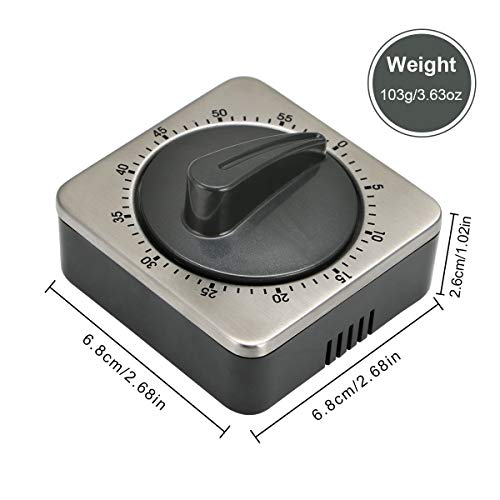 Searon Kitchen Countdown Timer Magnetic 60 Minute Wind Up Mechanical Timer Stainless Steel for Home Baking Cooking Oven (Gray Color)