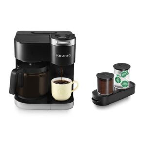 keurig k-duo coffee maker, single serve k-cup pod and 12 cup carafe brewer, with keurig station k-cup pod & ground coffee storage unit, black