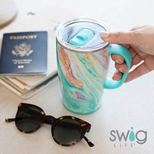 Swig Life 18oz Travel Mug | Insulated Tumbler with Handle and Lid, Cup Holder Friendly, Dishwasher Safe, Stainless Steel, Travel Coffee Cup, Insulated Coffee Mug with Lid and Handle (Luxy Leopard)