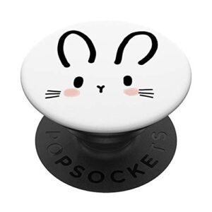 cute & simple bunny rabbit face graphic popsockets popgrip: swappable grip for phones & tablets