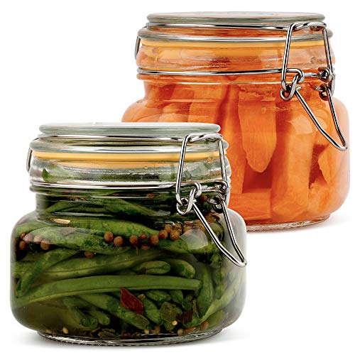 Galashield Glass Jars with Lids Food Storage Jars with Airtight Lids Leak Proof Glass Canisters Kitchen Jars [Set of 2-17 oz]