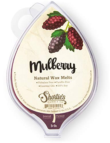 Shortie's Candle Company Mulberry Natural Soy Soy Wax Melts - Formula 117-1 Highly Scented 3 Oz. Bar - Made with 100% Soy and Essential Fragrance Oils - Phthalate & Paraffin Free, Vegan, Non-Toxic