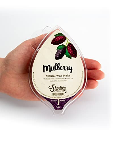 Shortie's Candle Company Mulberry Natural Soy Soy Wax Melts - Formula 117-1 Highly Scented 3 Oz. Bar - Made with 100% Soy and Essential Fragrance Oils - Phthalate & Paraffin Free, Vegan, Non-Toxic