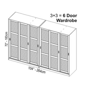 Palace Imports 100% Solid Wood Wardrobe with 3 Sliding Louvered Doors, White. 5 Shelves Included. Additional Large Shelves Sold Separately.