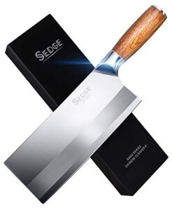 vegetable meat cleaver knife - 8 professional chinese cleaver and butcher knife - 4cr14 hc stainless steel kitchen knife with ergonomic pakkawood handle - gift box included