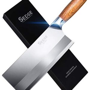 Vegetable Meat Cleaver Knife - 8 Professional Chinese Cleaver and Butcher Knife - 4CR14 HC Stainless Steel Kitchen Knife with Ergonomic Pakkawood Handle - Gift Box Included