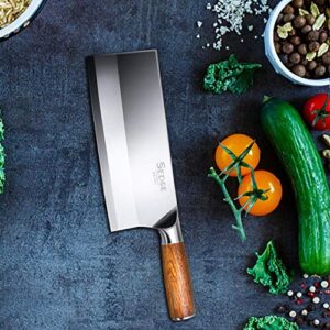 Vegetable Meat Cleaver Knife - 8 Professional Chinese Cleaver and Butcher Knife - 4CR14 HC Stainless Steel Kitchen Knife with Ergonomic Pakkawood Handle - Gift Box Included