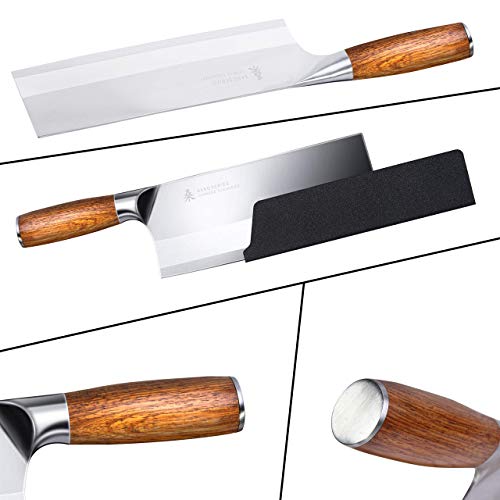 Vegetable Meat Cleaver Knife - 8 Professional Chinese Cleaver and Butcher Knife - 4CR14 HC Stainless Steel Kitchen Knife with Ergonomic Pakkawood Handle - Gift Box Included