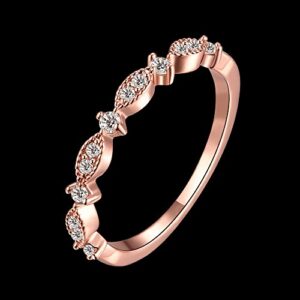 QIAOYING Jewelry Womens 3mm 18K Solid Rose Gold Gemstone Cubic Zirconia CZ Love Eternity Promise Ring Wedding Band (10)