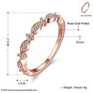 QIAOYING Jewelry Womens 3mm 18K Solid Rose Gold Gemstone Cubic Zirconia CZ Love Eternity Promise Ring Wedding Band (10)